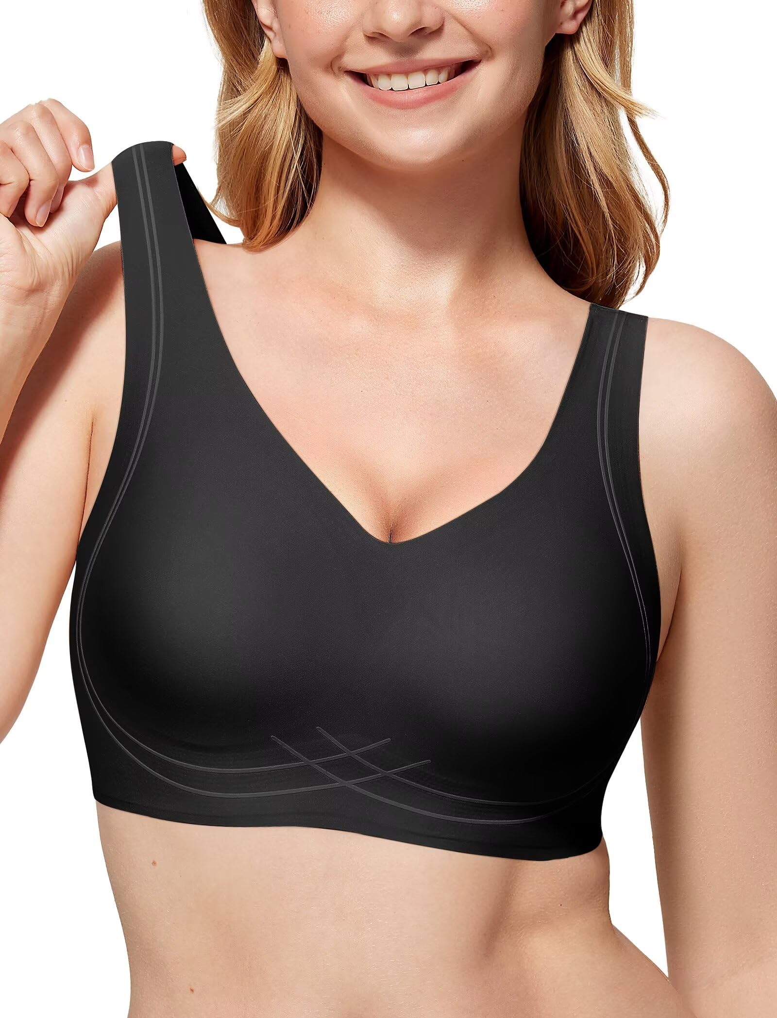 Vertvie Women's Wireless Supportive Bras Comfortable Seamless Full Coverage Bra No Underwire ...