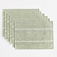 Amazon.com: Wracra Cotton Linen Placemats, 12 x 18 Inch Set of 6 Placemats Rustic Hemstitch ...