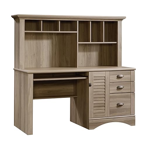 Sauder Harbor View Home Office Computer Desk with Hutch, Keyboard Tray ...