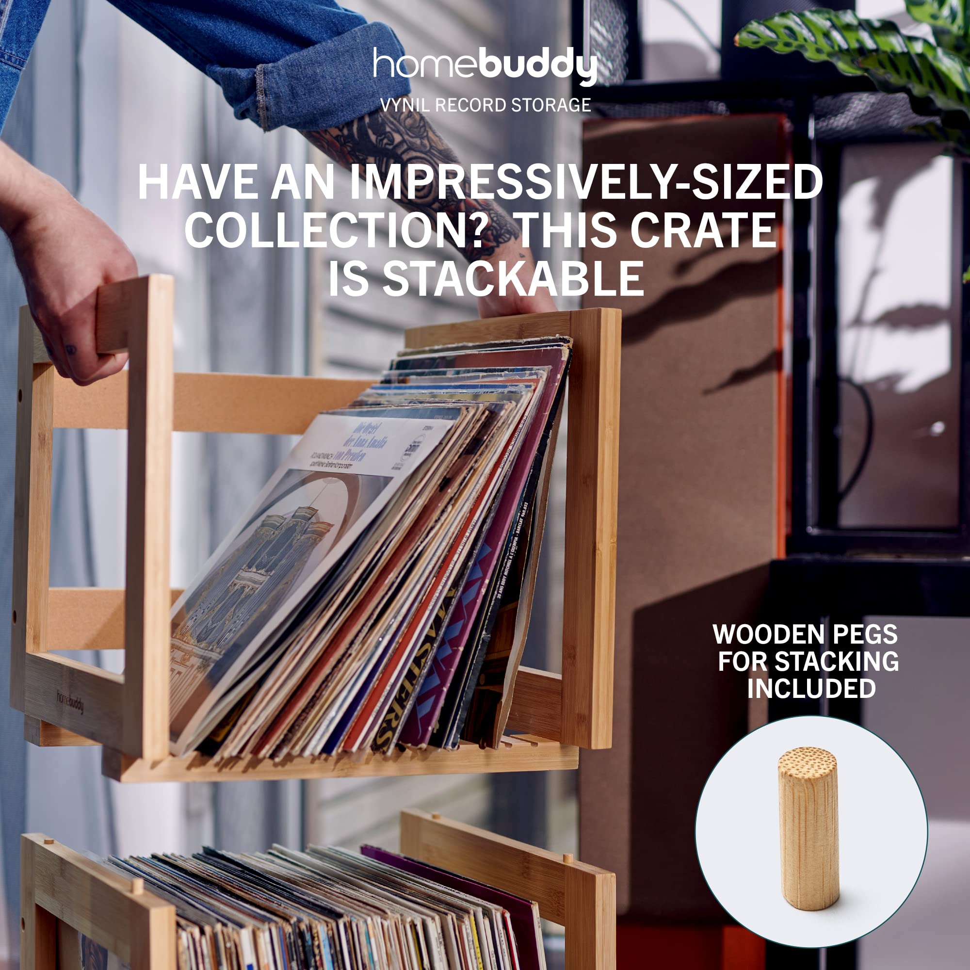 Mua HomeBuddy Vinyl Record Storage - Vinyl Record Holder for Albums ...