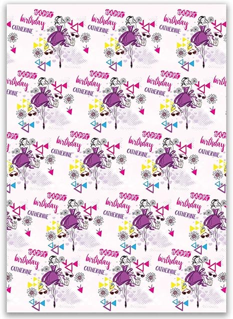 Paper Themes Girls Birthday Wrapping Paper Personalised Gift Wrap ...