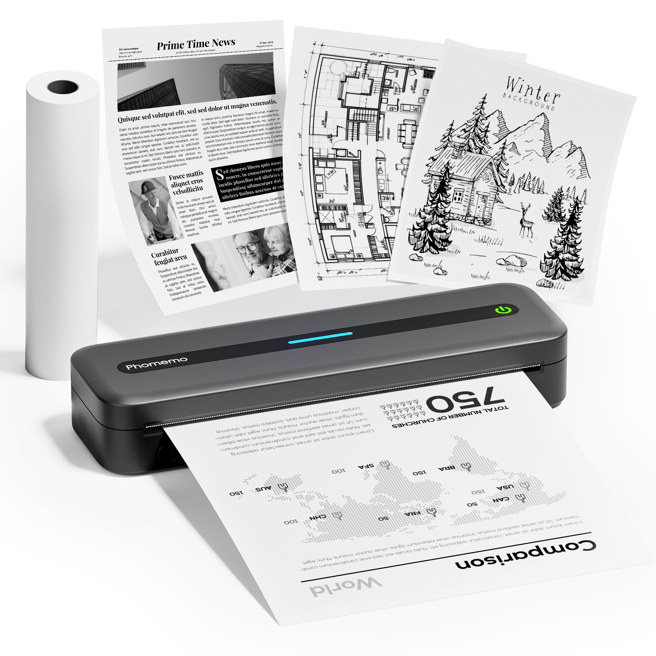 Mua Phomemo Portable Printers Wireless for Travel, Bluetooth Inkless ...