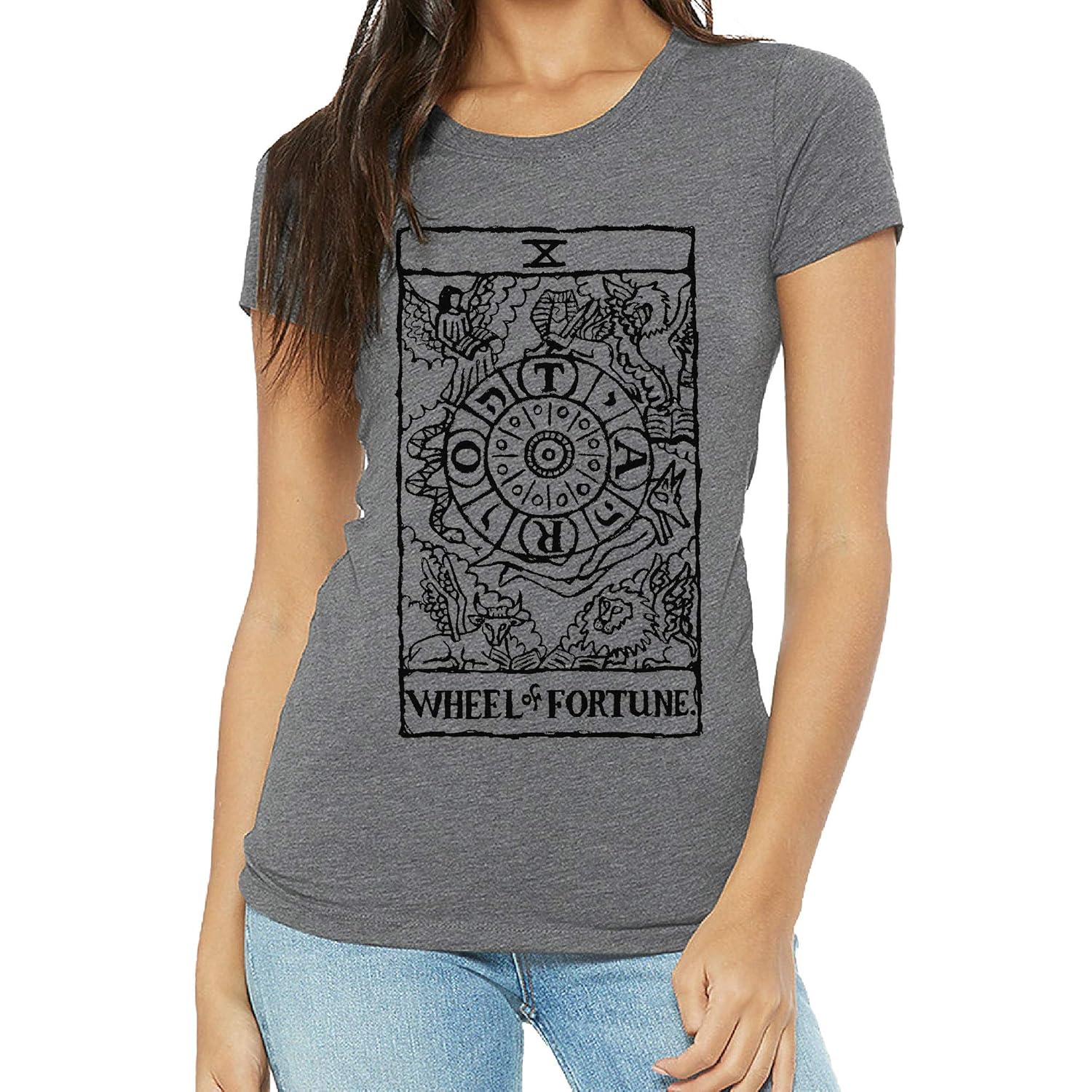 Amazon.com: Tarot Card Deck Shirt, Bella Fitted Graphic Tees for Women ...