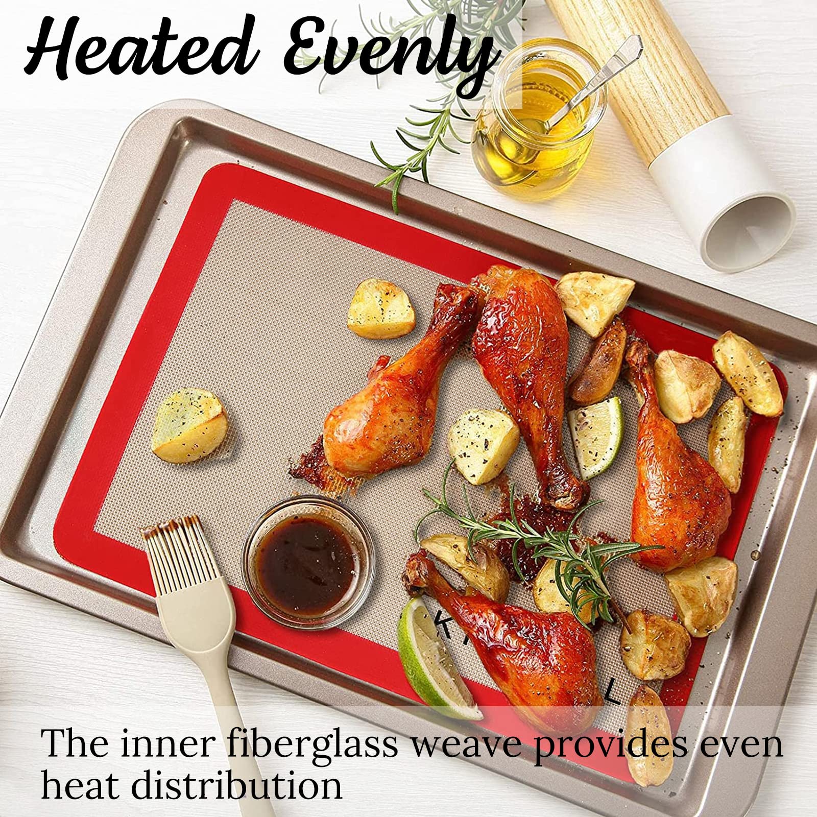 Silicone Baking Mat Large Set 4 Half Sheet-Silicone Mats for Baking ...