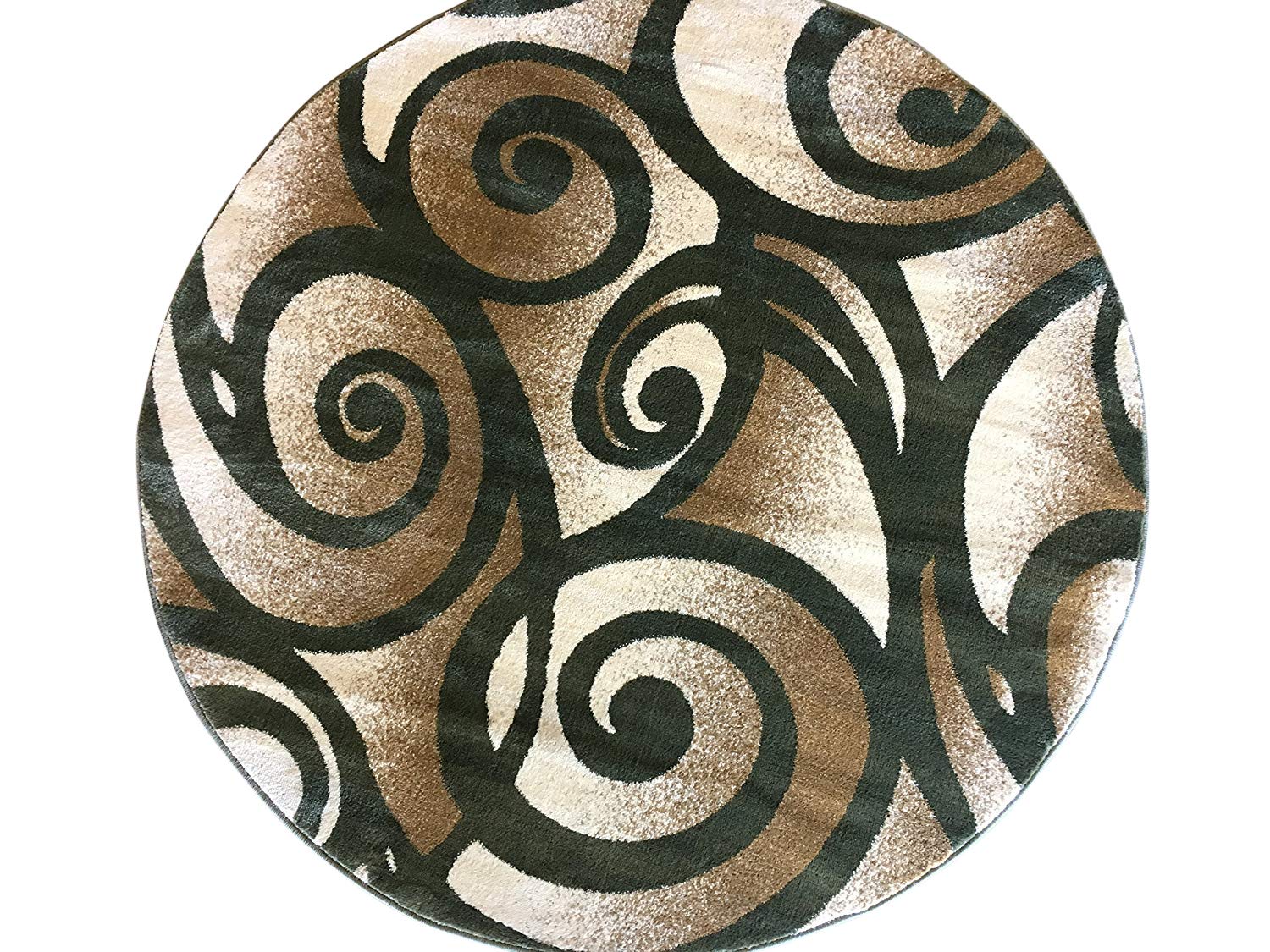 Amazon.com: Modern Round Area Rug Green Swirl Bellagiio Design#341 ...
