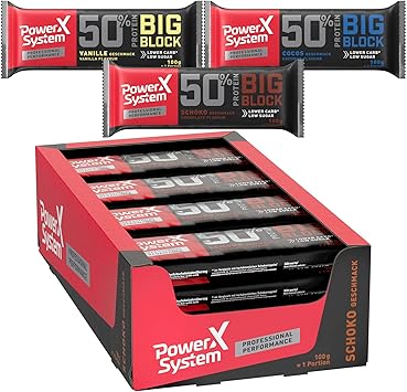 Power System Big Block, 50% Protein Bar, Mix Box (16 x 100 g): Amazon ...