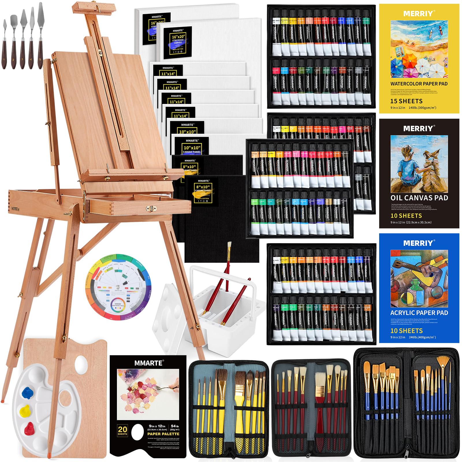 Mua MERRIY 155-Piece Artist Painting Kit with French Easel, 48 Colors ...
