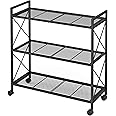 Amazon.com: SONGMICS 3-Tier Metal Storage Rack with Wheels, Mesh ...