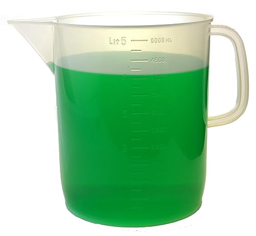 EISCO Measuring Jug, 5000mL (5 Liter) - Short Form - Polypropylene ...