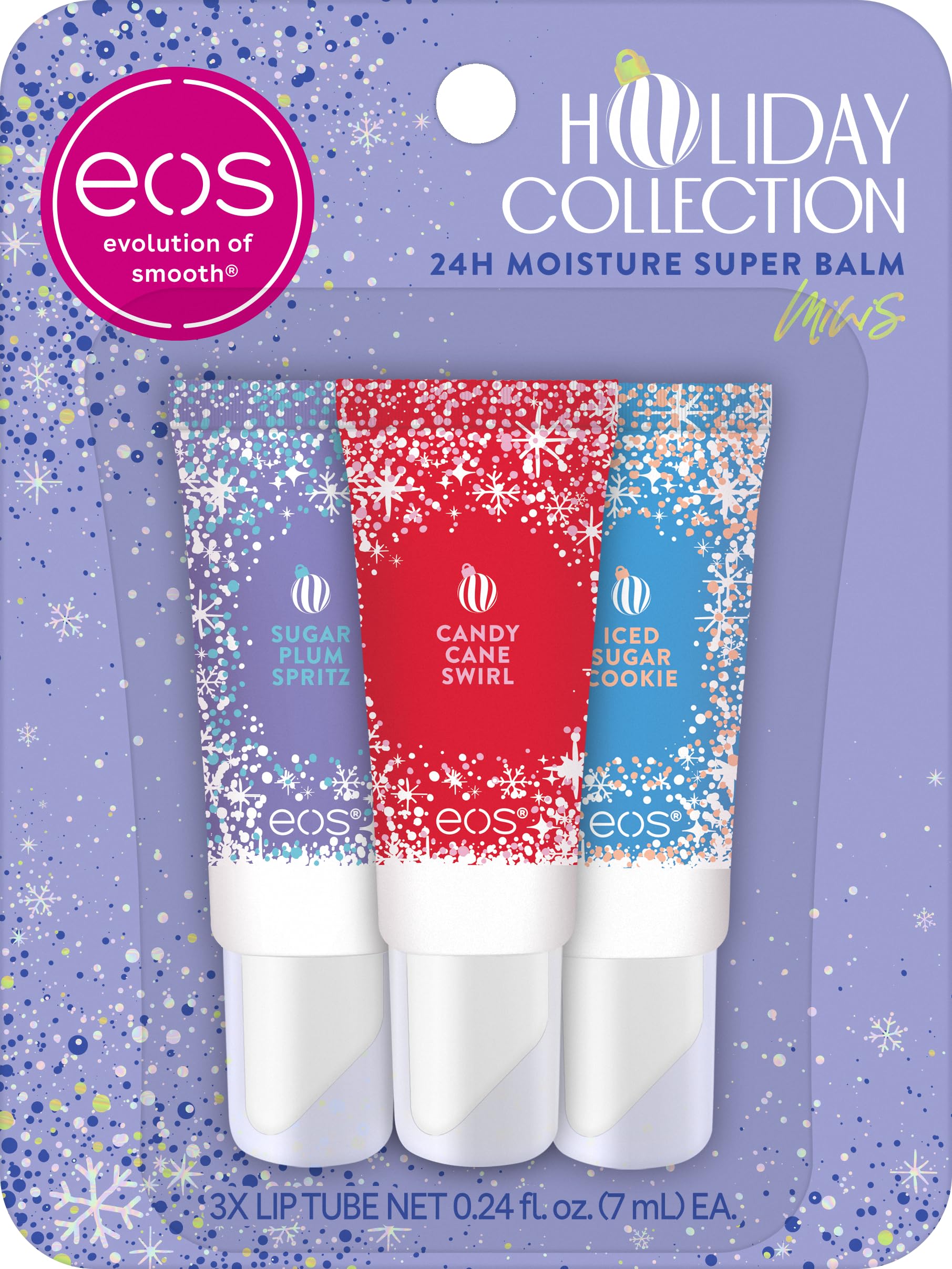 eos Holiday 24H Moisture Mini Super Balm Set, Sugar Plum Spritz, Candy ...