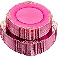 Amazon.com: Joyido 102PCS Hot Pink Plastic Plates - Pink Disposable ...