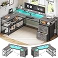 Amazon.com: SEDETA 67" L Shaped Desk with Drawers, Computer Office Desk ...