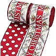 Amazon.com: LaRibbons Christmas Wired Ribbon 2.5 inch Double Faced Red ...