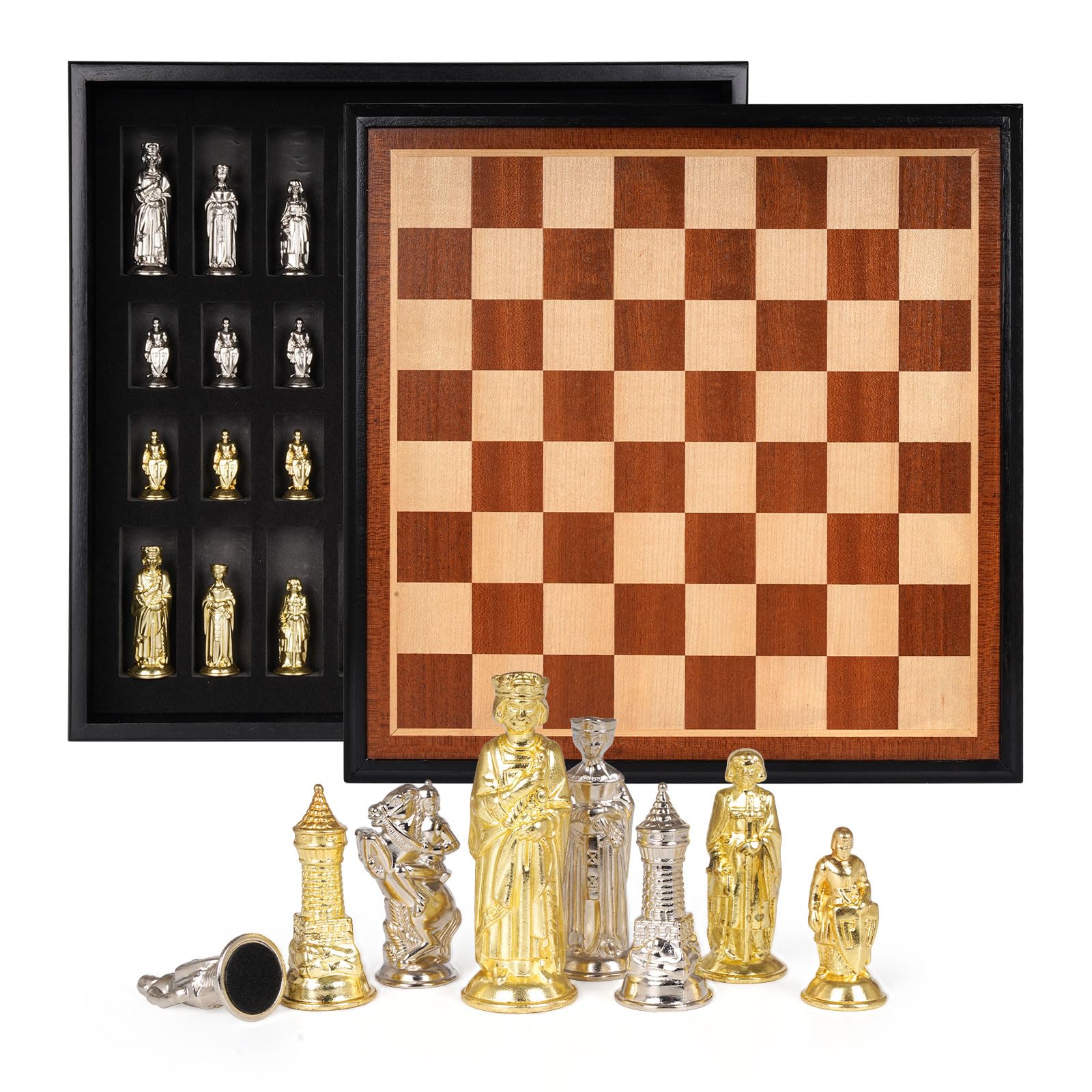 Mua 15 inches Roman Metal Chess Set with Metal Chess Pieces and Wooden ...