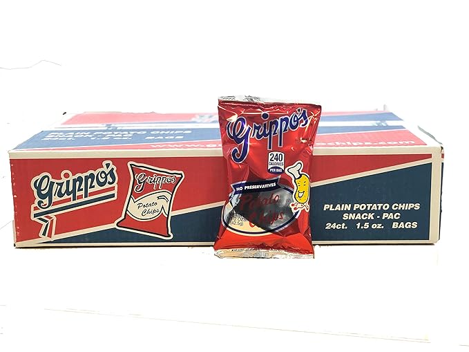 Amazon.com: Grippo's Plain Potato Chips - 1.5 Oz Bags 24 Count