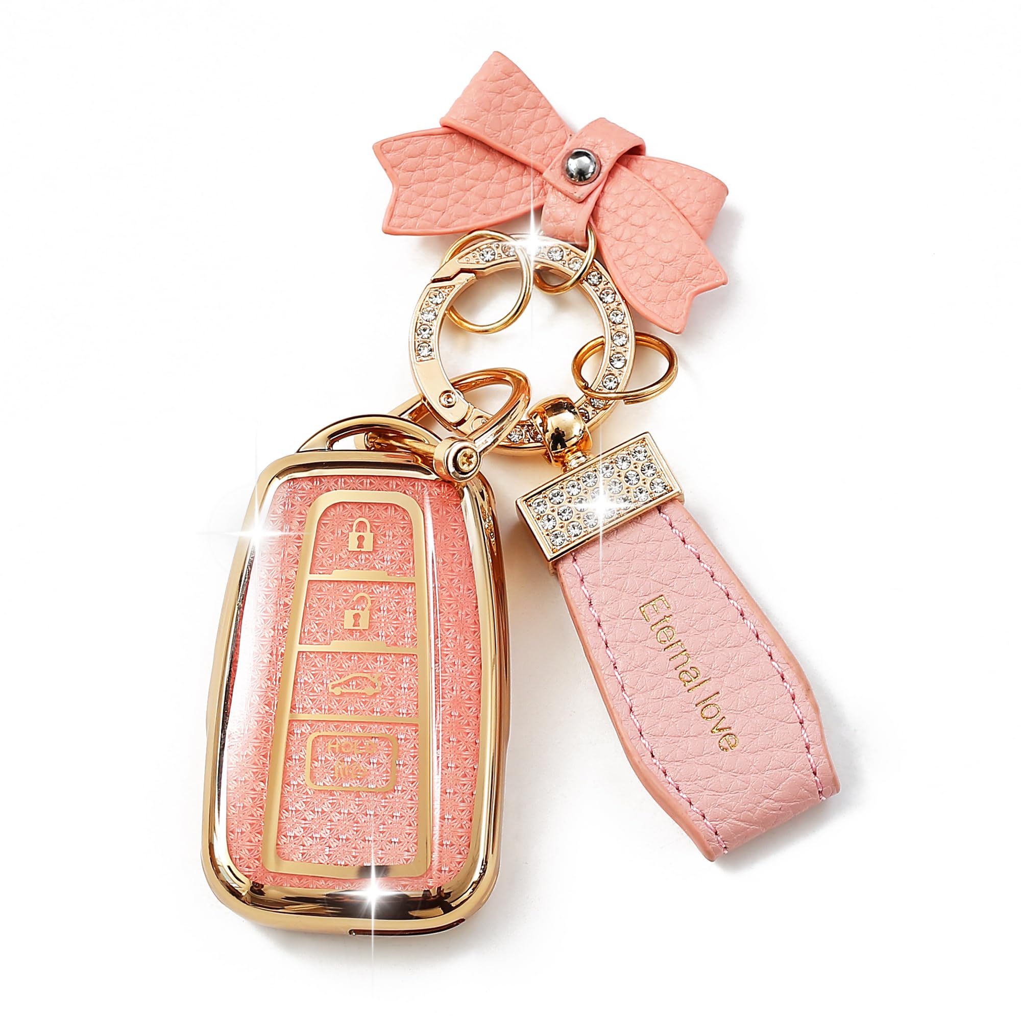 Simocky Key Fob Cover with Diamond Keychain Car Key Shell Compatible ...