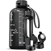 Amazon.com: AQUAFIT 64 oz Water Bottle with Time Marker - 2in1 Straw & Chug Lid - Half Gallon ...
