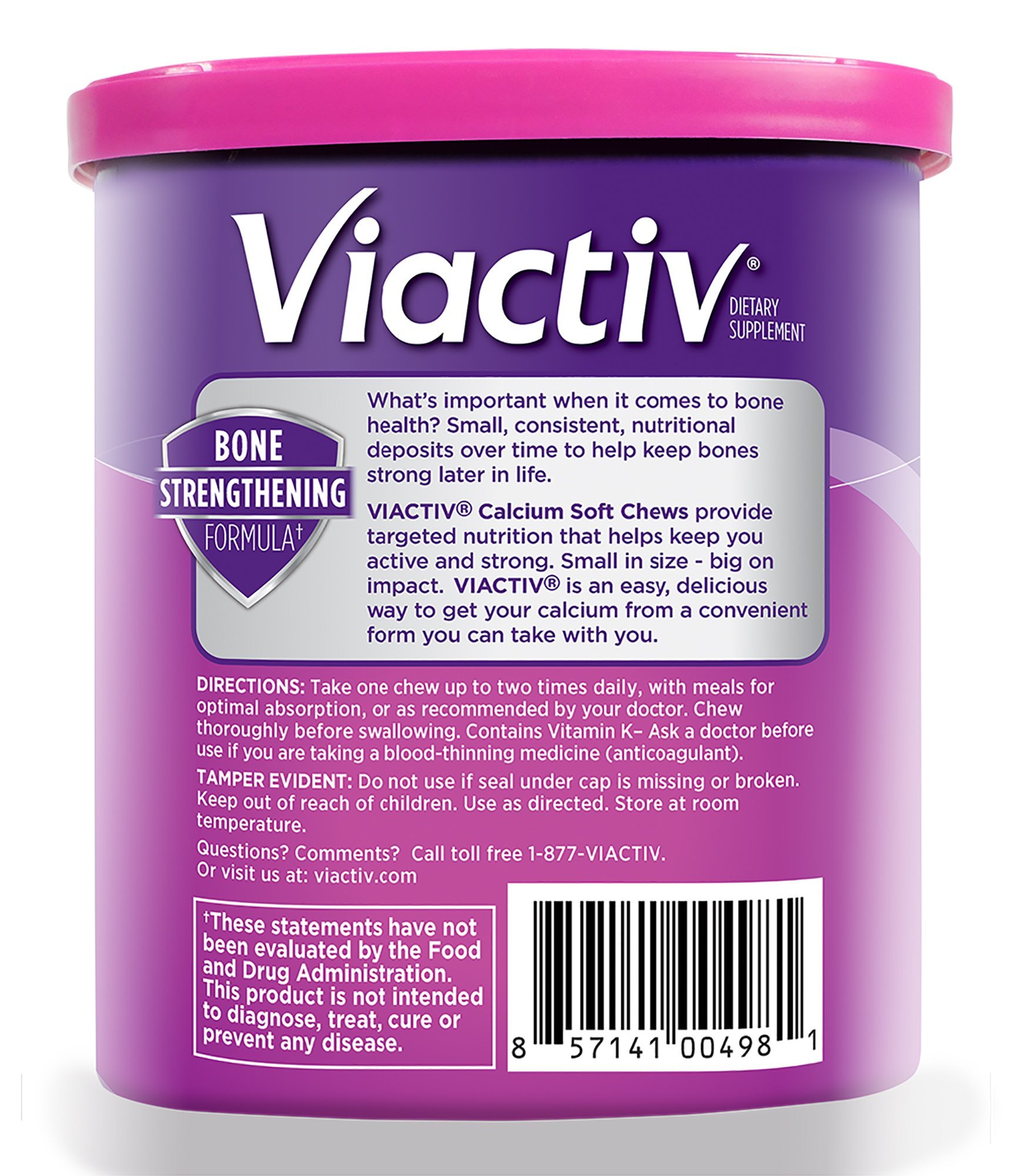 Viactiv Calcium +Vitamin D3 Supplement Soft Chews, Caramel, 100 Chews ...
