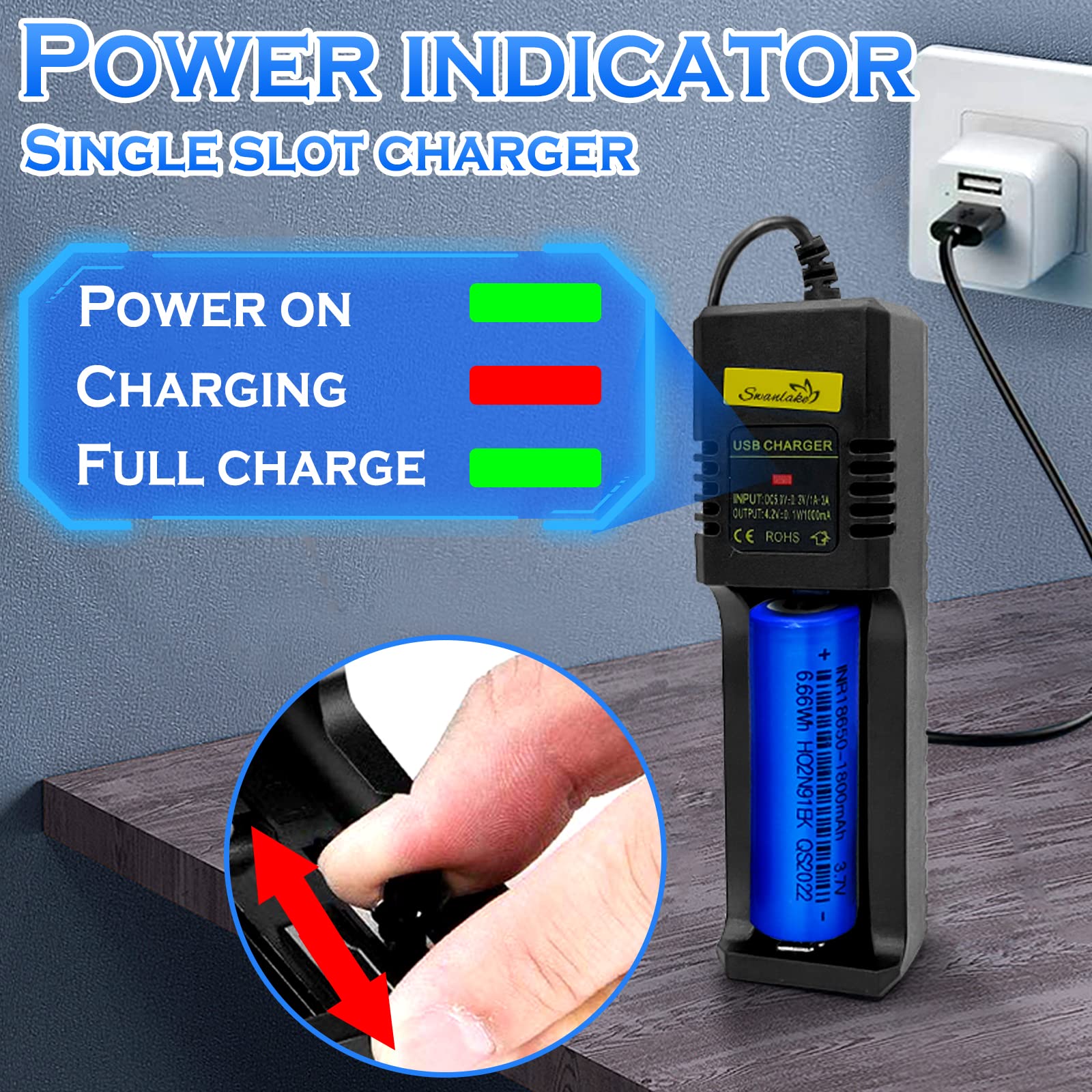 Mua 18650 Battery Charger,Single-Slot Intelligent Universal 18650 ...