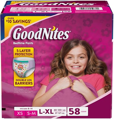 GoodNites Bedtime Underwear for Girls (Size L/XL, 58 ct.) by GoodNites ...