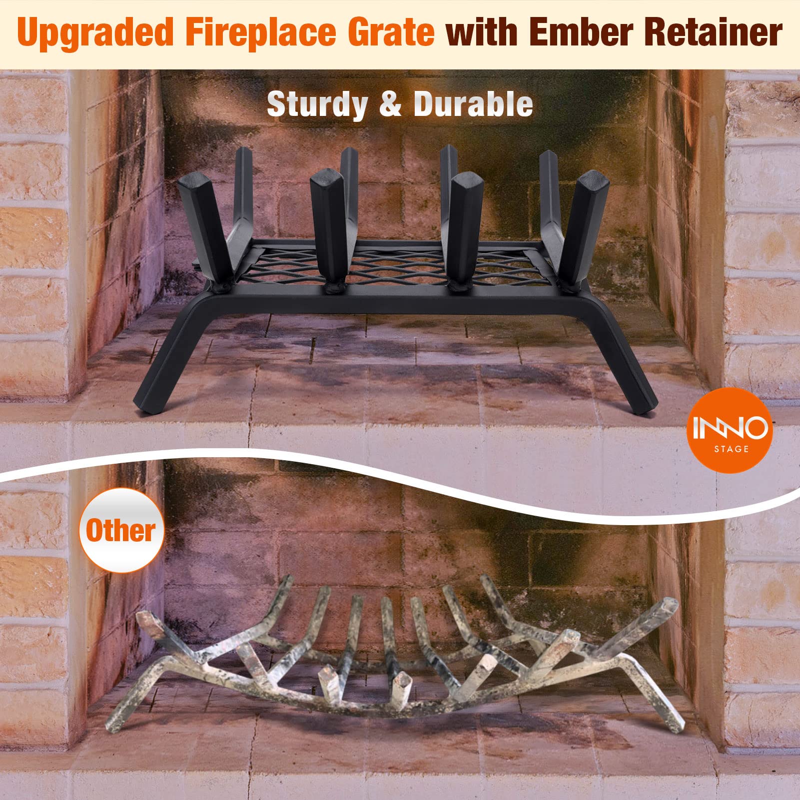 Mua Fireplace Grates with Ember Retainer - 14 Inch Fireplace Log Grate ...