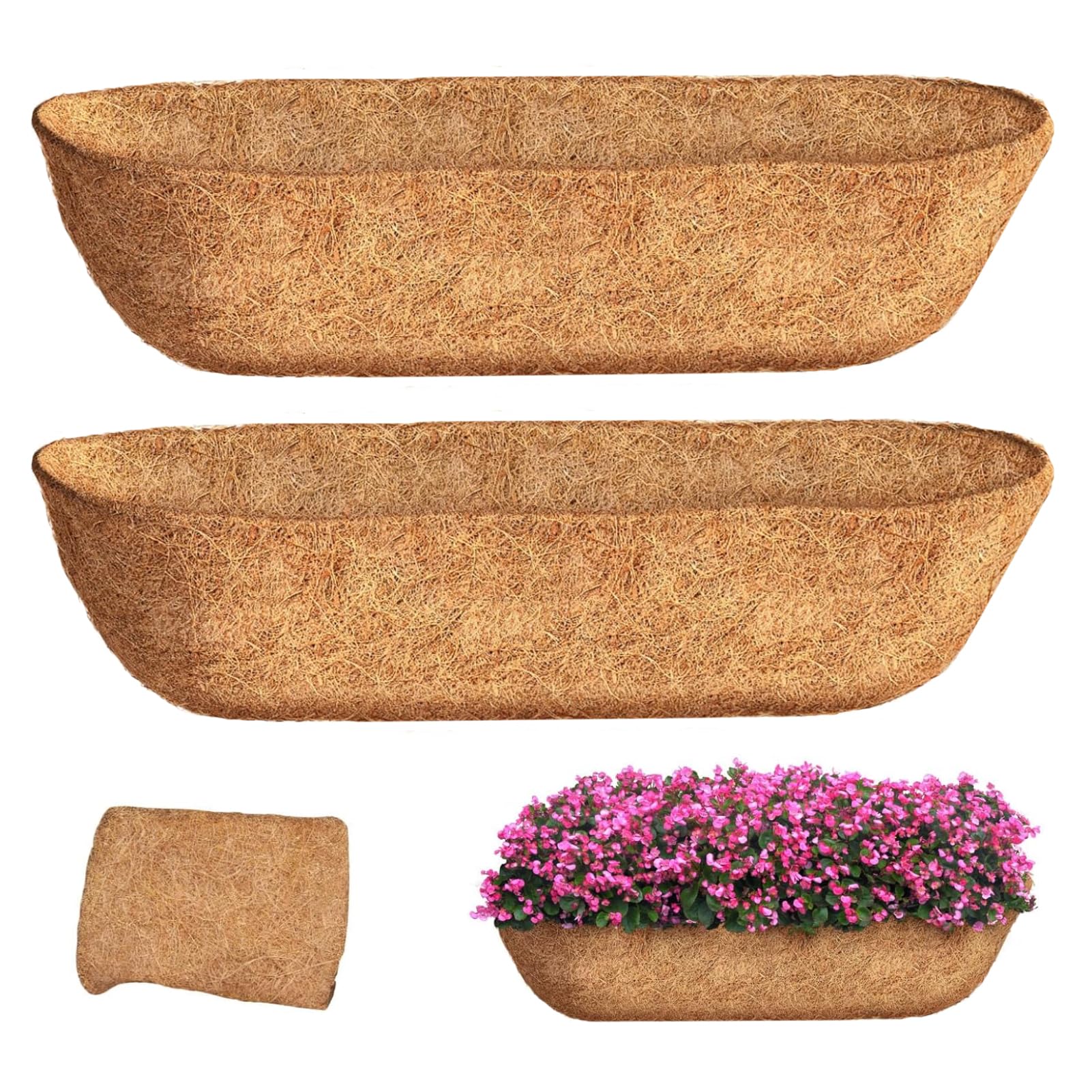 JQUZPCV 30 inch 2 Pack Trough Coco Liners, Natural Coconut Coir Fiber ...