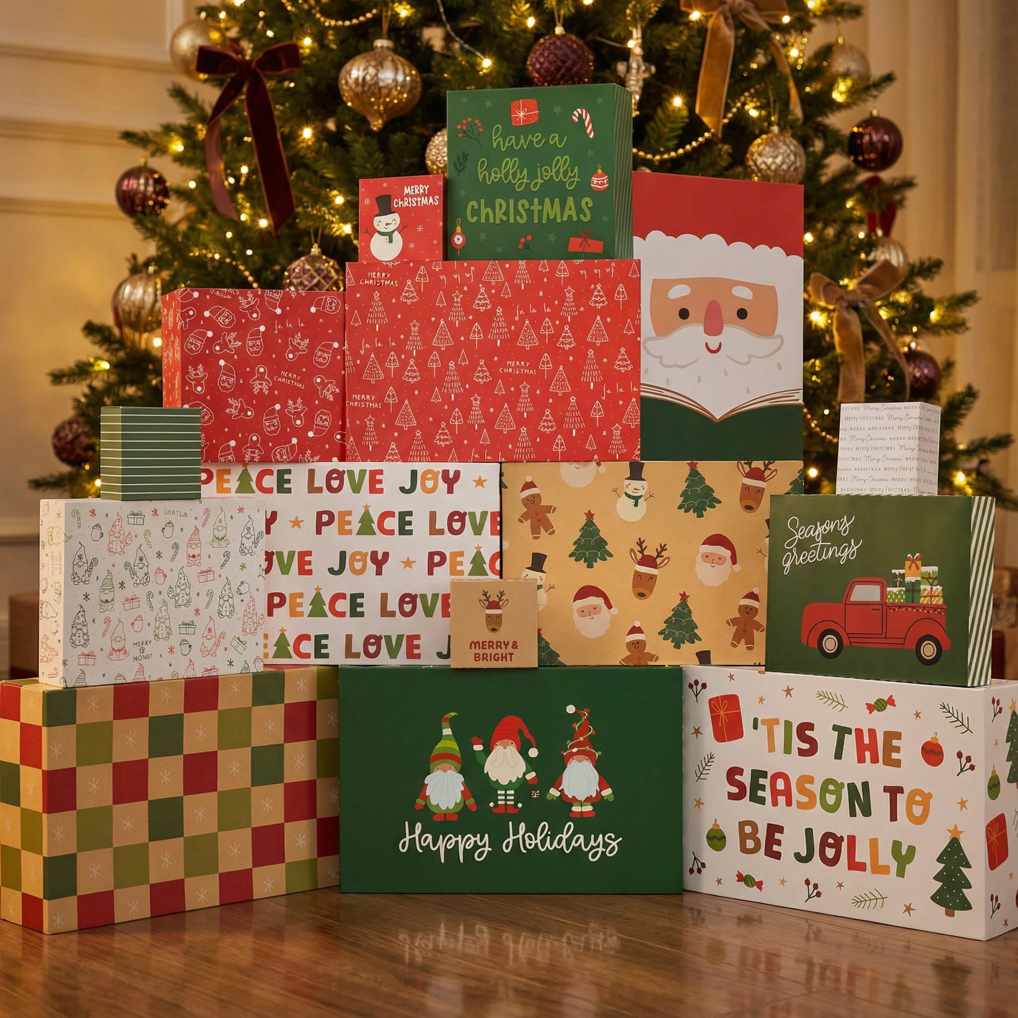 ZICOTO Beautiful Christmas Gift Boxes Set of 15 - Stylish Holiday ...