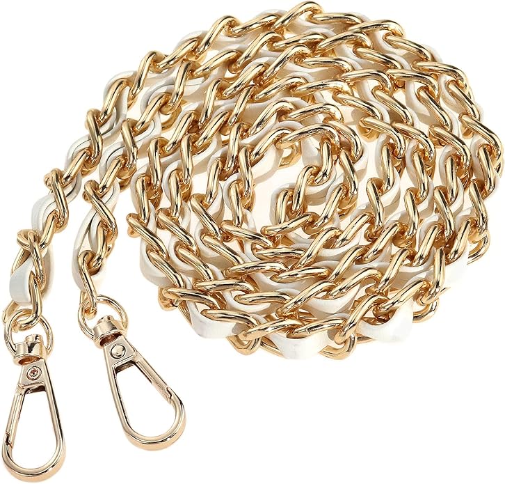 Glamorstar Gold Purse Chain Straps Woven Leather Crossbody Replacement ...