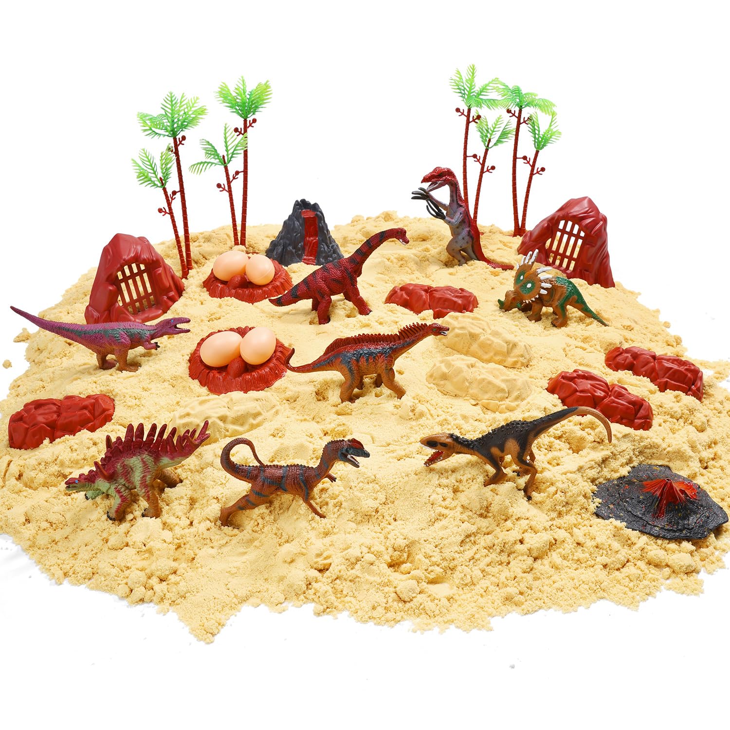 Dinosaur Play Sand Kit, Sensory Bin Inflatable Sandbox Toys with Sand ...