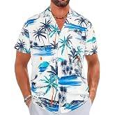 Amazon.com: ELETOP Men's Hawaiian Shirts Short Sleeve Floral Beach ...