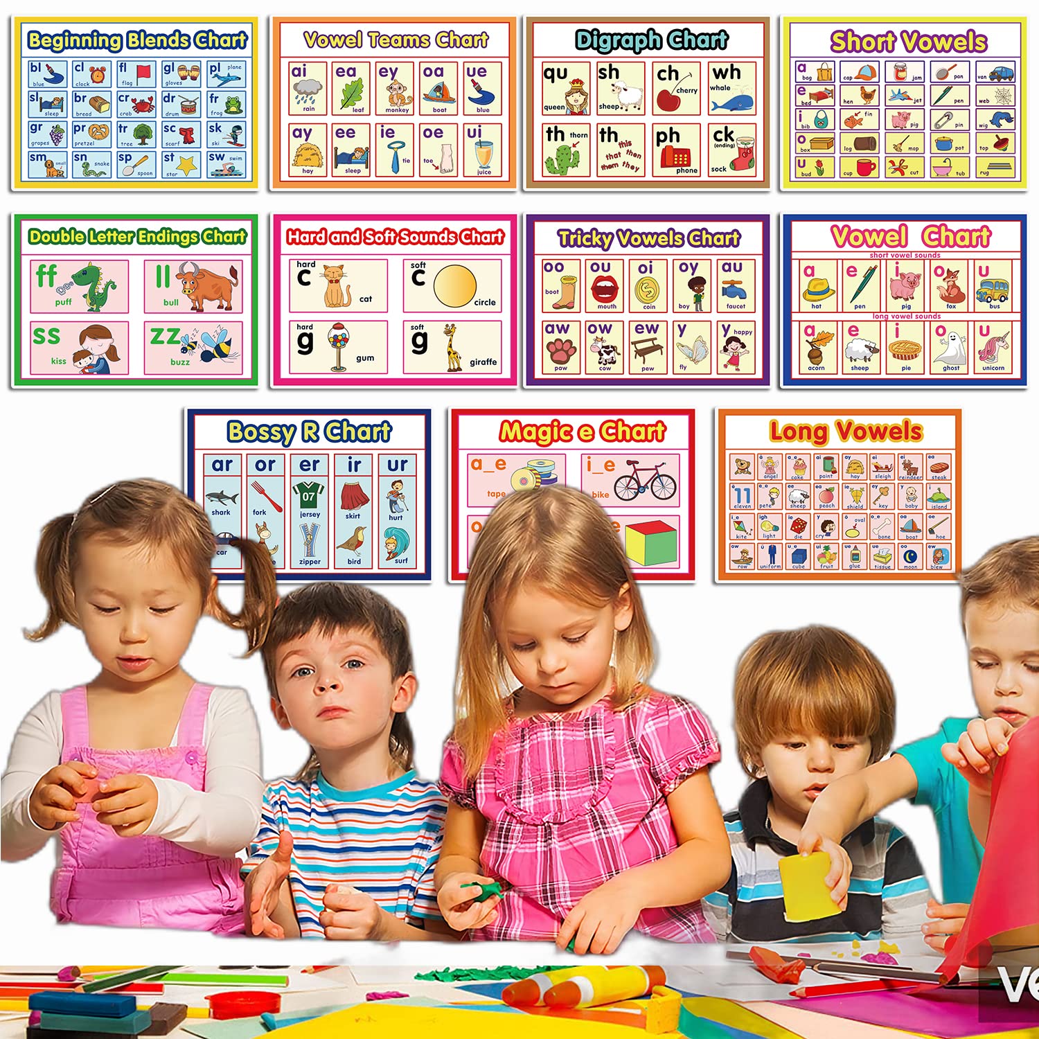 Mua DFZUS 11 English Phonics Posters Language Arts Charts Skills Chart ...