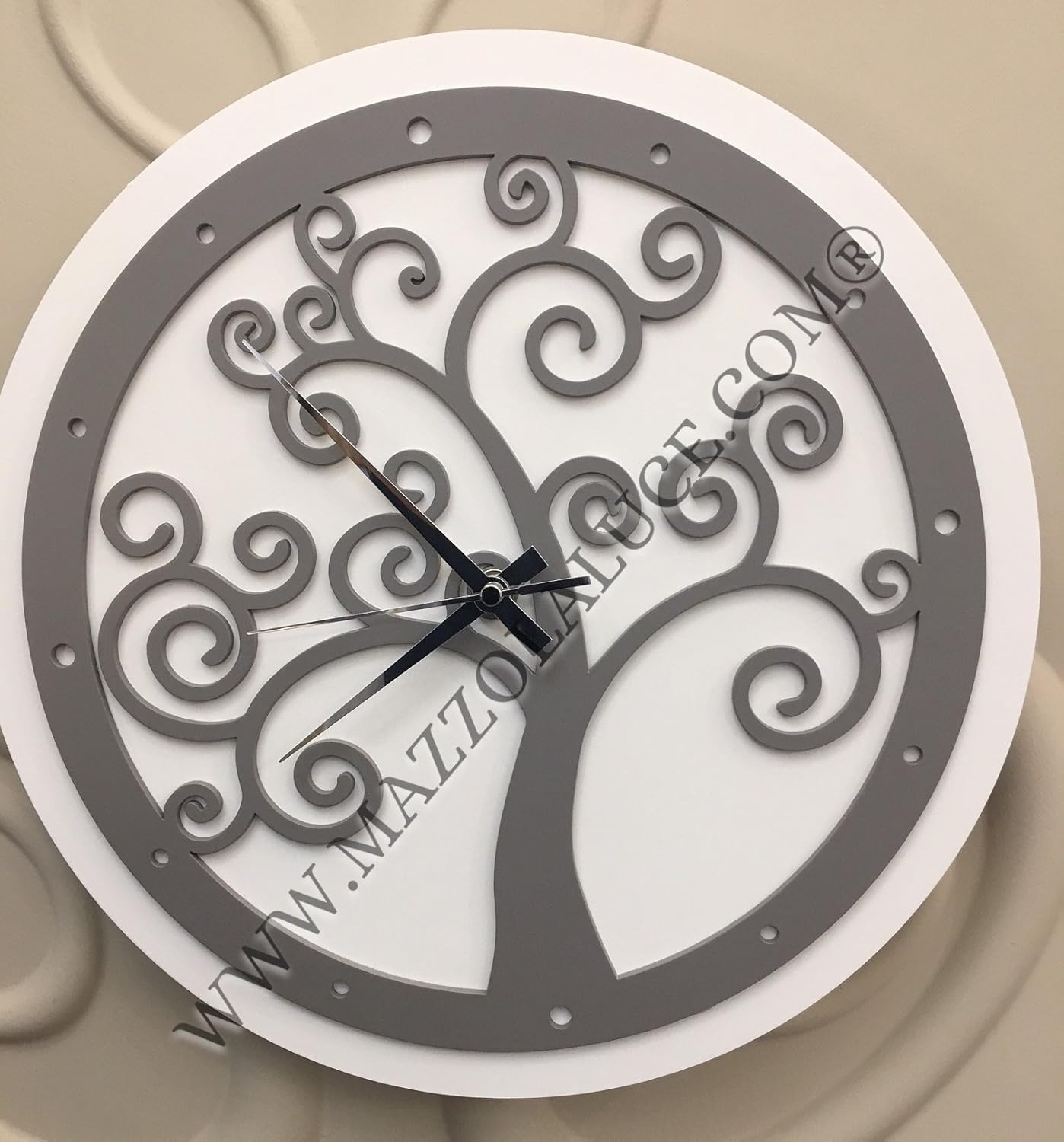 Orologi Orologio da Parete Moderno Rotondo Albero della Vita Legno MDF ...