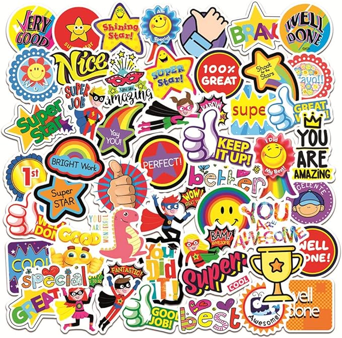 Amazon.com: 50 Pcs Motivational Words Stickers for Kids and Children ...