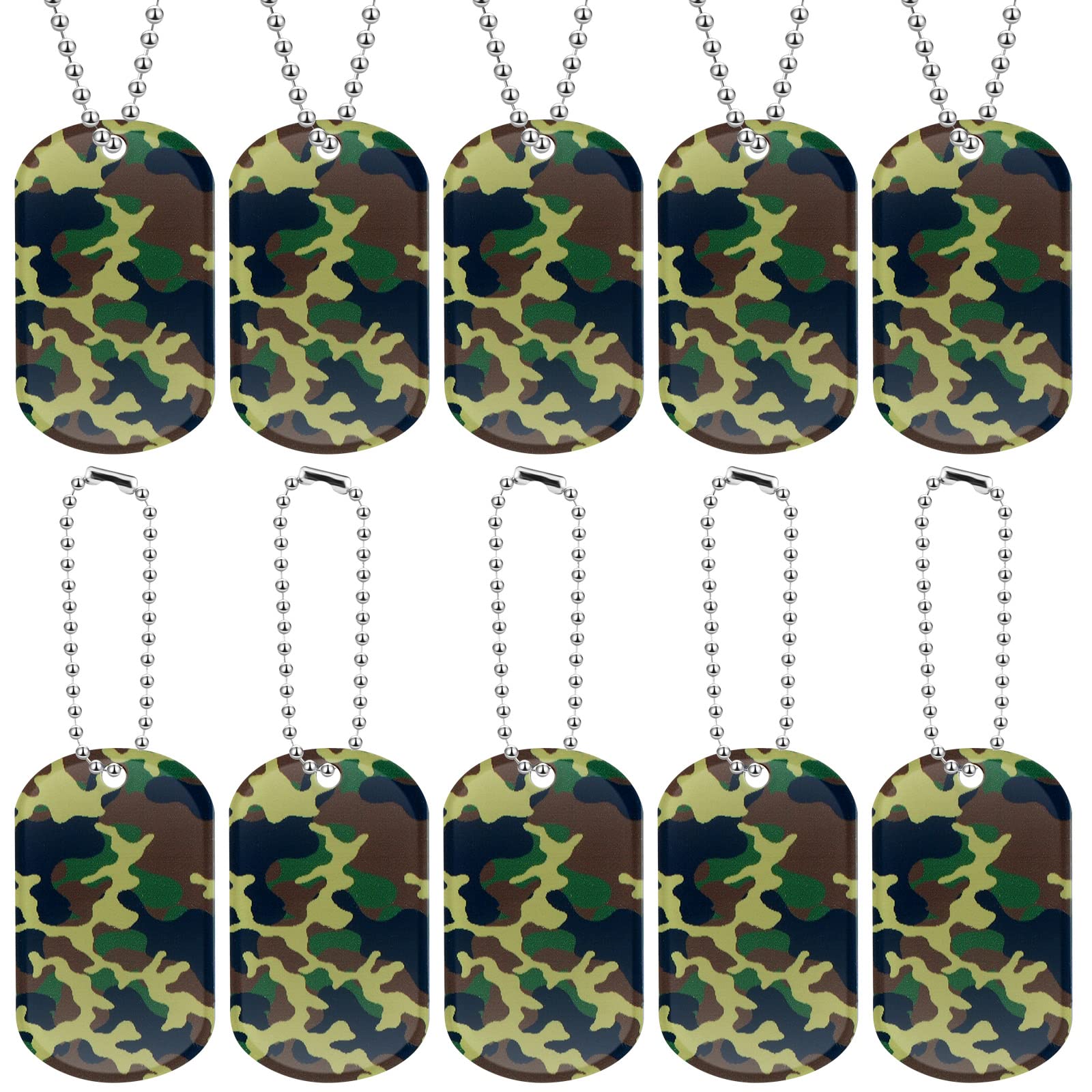 Yinkin 100 Pcs Military Dog Tags Army Camouflage Dog Tags Acrylic ...