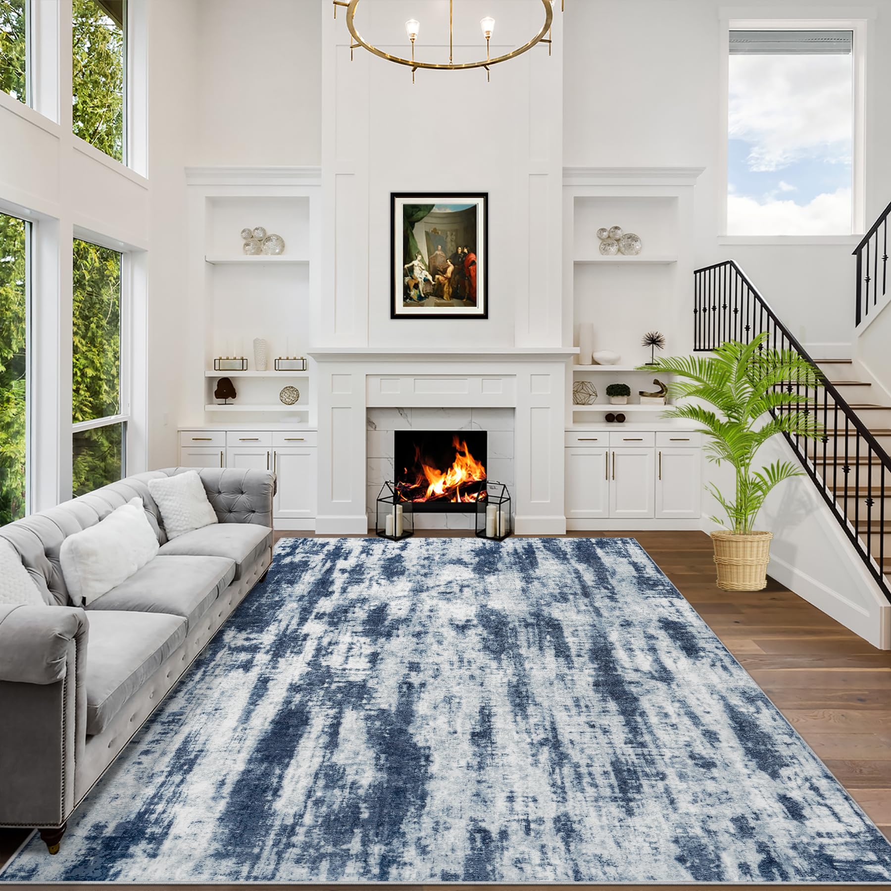 10x14 Area Rugs Washable Rug: Modern Abstract Living Room Rug Soft Anti ...