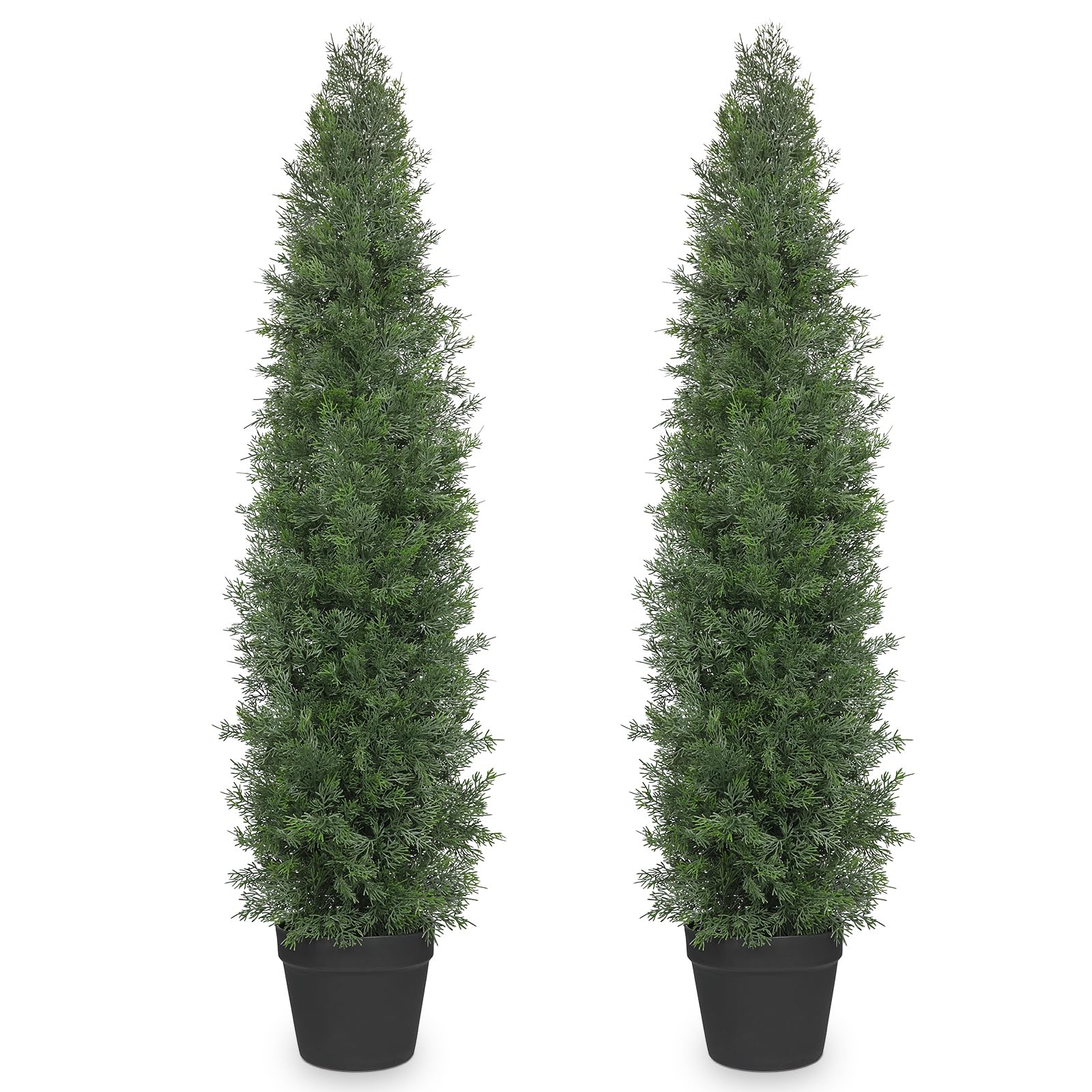 Briful Set of 2 Artificial Cedar Trees – 4FT Tall Faux Cypress Plants ...