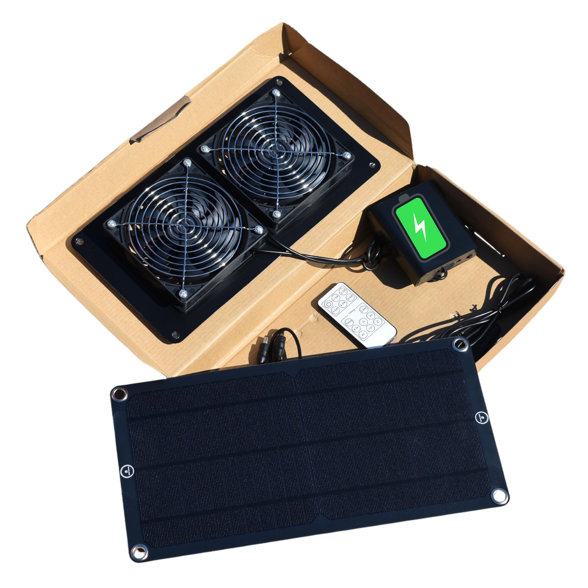 FOUNDRY CREATIONS Solar Fan Kit with Battery Backup and Self-Regulating ...
