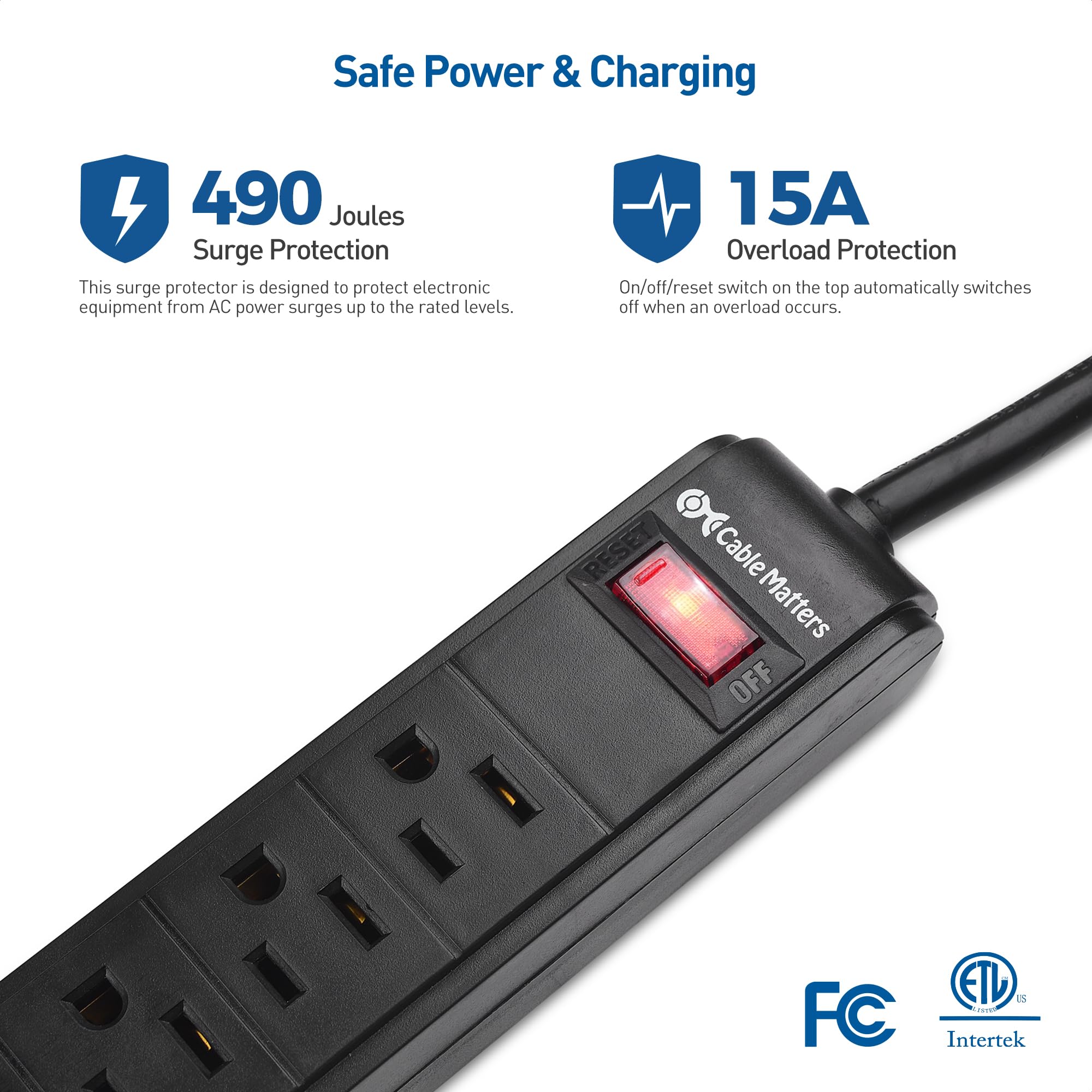 Mua [ETL Listed] Cable Matters 2-Pack 6-Outlet Surge Protector Power ...