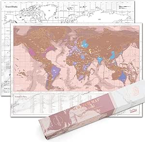 Amazon.com: Luckies of London | Scratch Map Rose Gold Travel Edition ...
