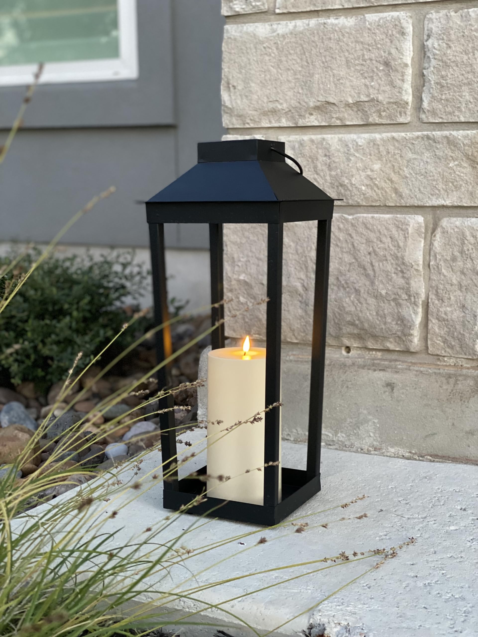 Mua Large Outdoor Lantern Solar Powered - 19 Inch Tall, Black Metal ...