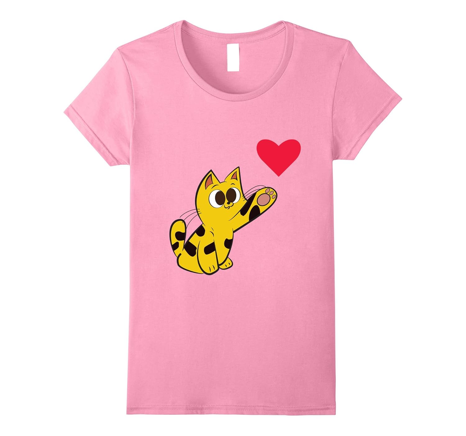 Pebbl Tees: Cute Kitty Cat Heart T-Shirt-4LVS