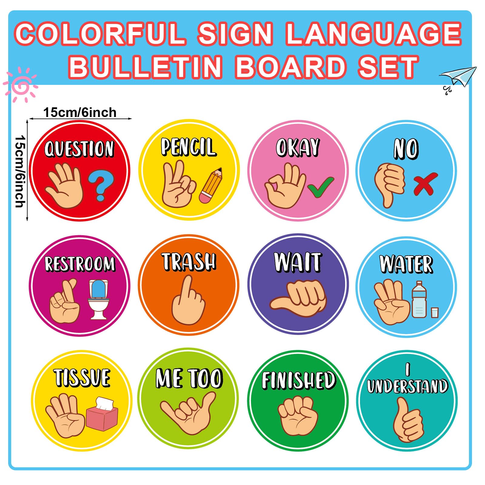 Mua 12 PCS Colorful Seat Signals Posters Classroom Hand Signals Decors ...