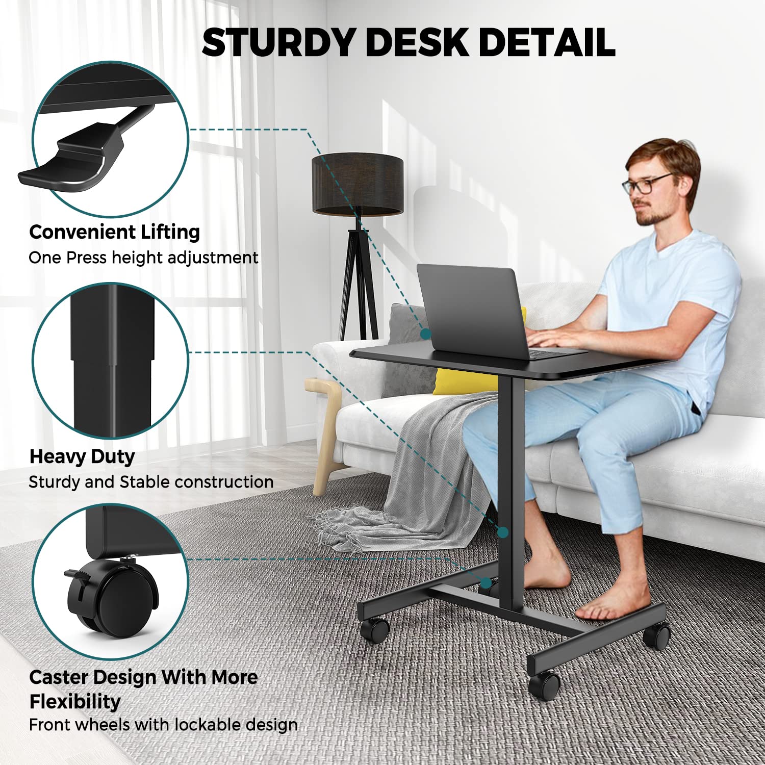 Mua Mobile Laptop Desk Mobile Small Standing Desk Pneumatic Adjustable ...