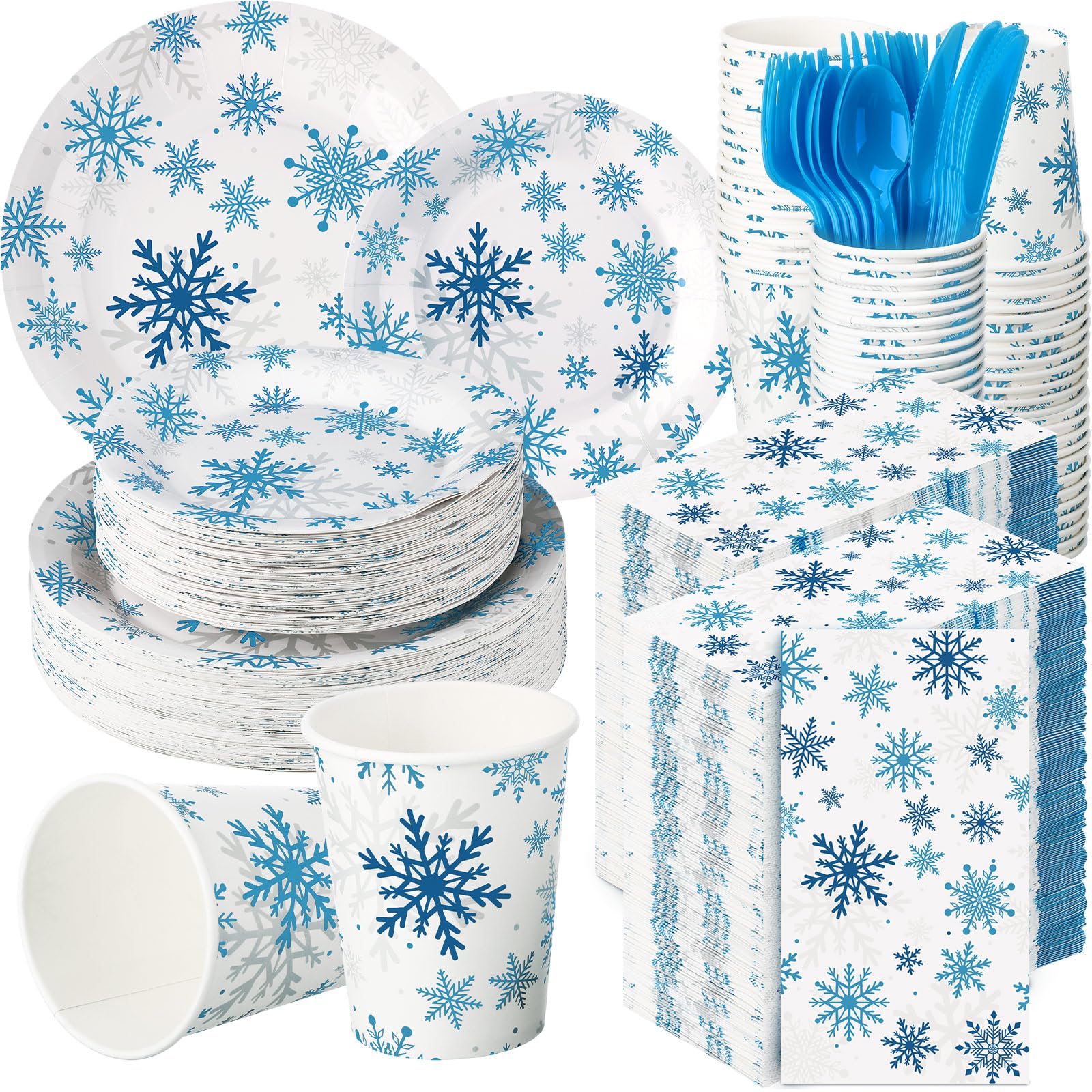 Sinmoe 400 Pcs Christmas Dinnerware Set Disposable Christmas Plates and ...