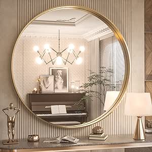 Amazon.com: TokeShimi Round Gold Mirror 36 Inch Round Bathroom Mirror ...