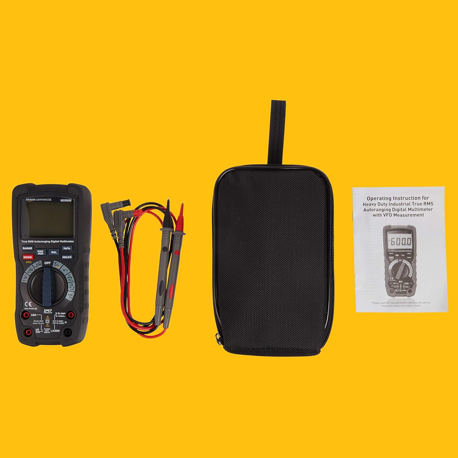 AmazonCommercial 6000 Count Compact Digital Multimeter, IP67, True RMS ...