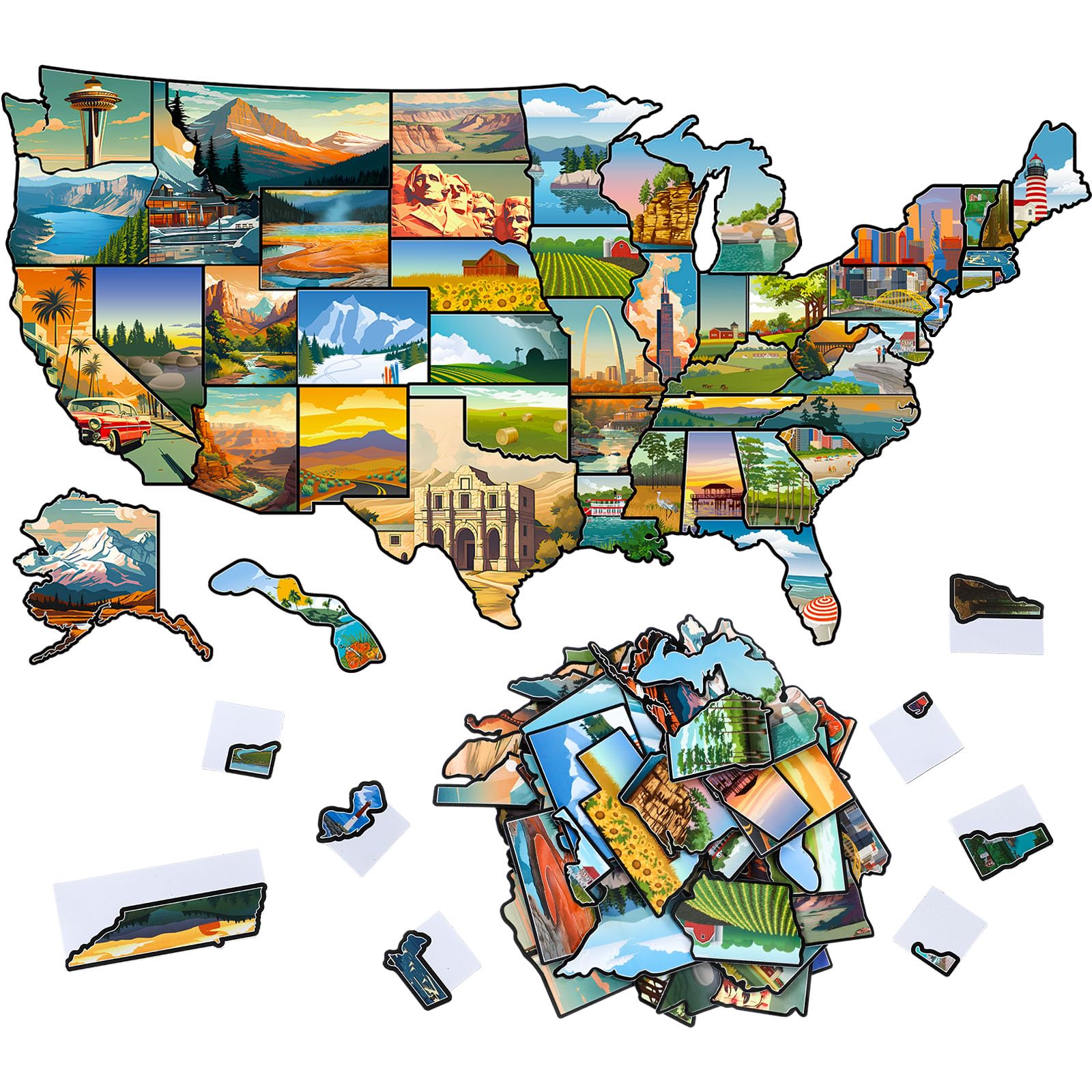 Xuhal 50 Pcs United States Map Fridge Magnets USA Souvenirs Us ...