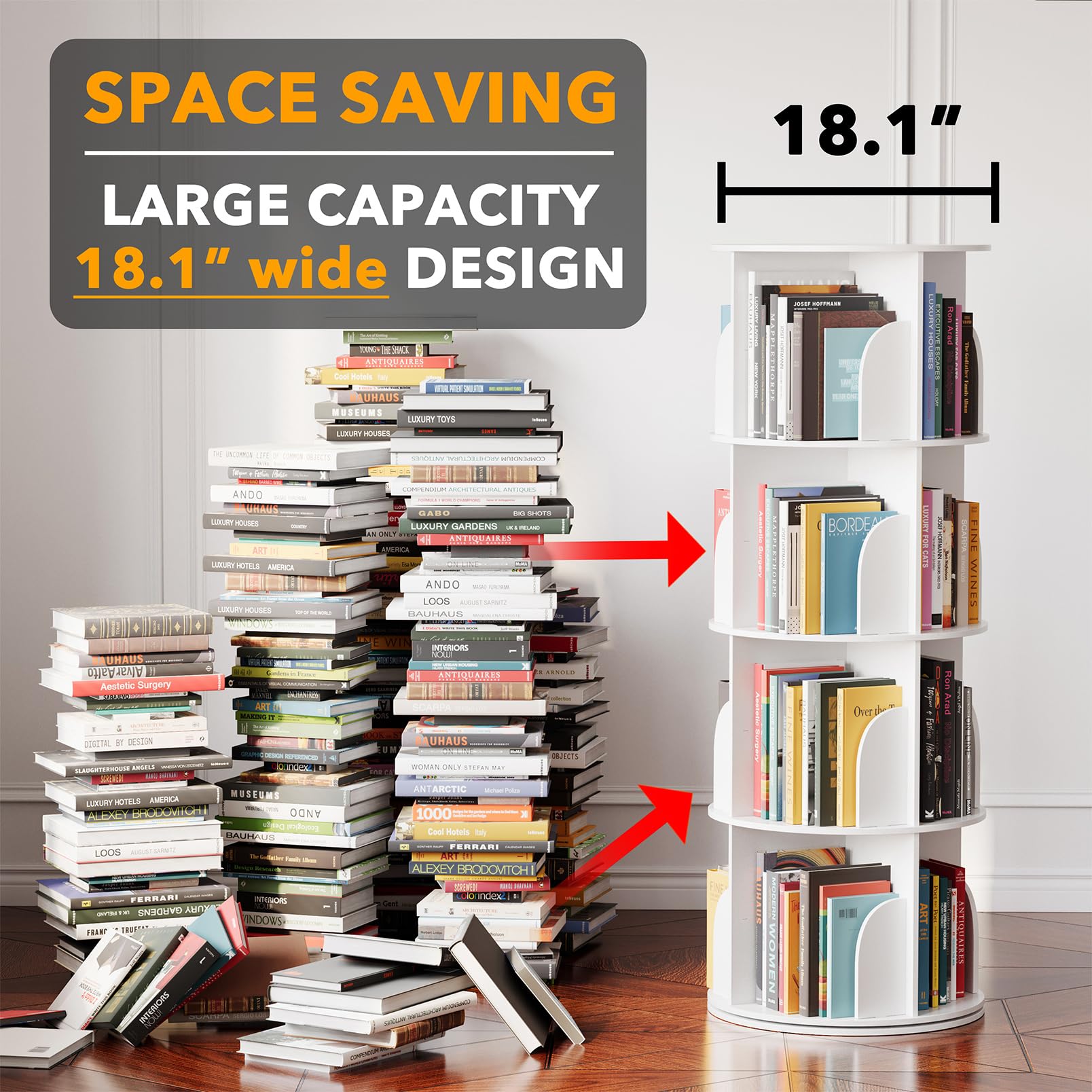 SpaceAid 5 Tier Rotating Bookshelf Tower, Spinning Bookcase Lazy Susan ...