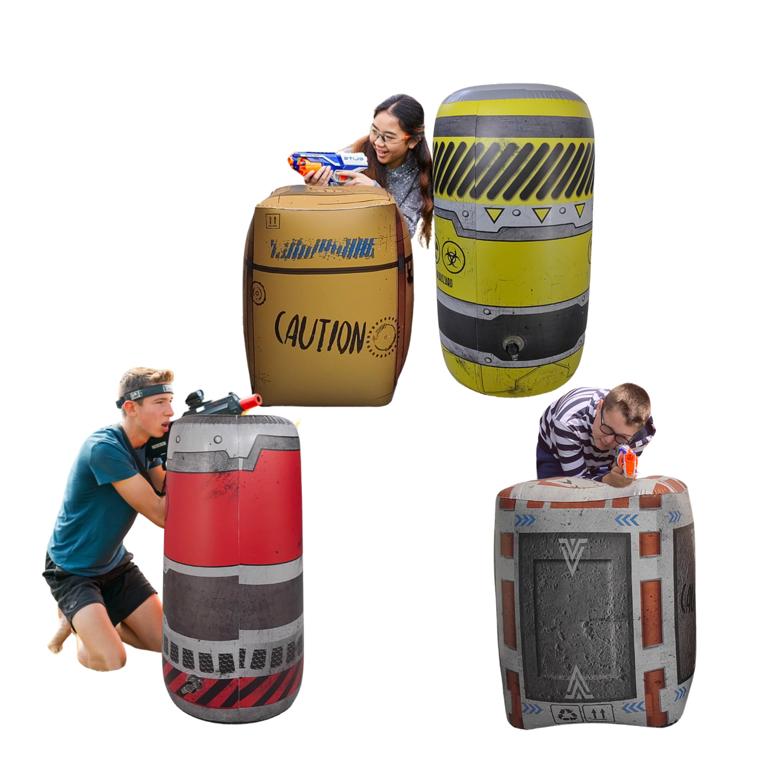 Kidzlane Inflatable Bunkers Set - Barrels for Laser Tags, Blast Guns ...
