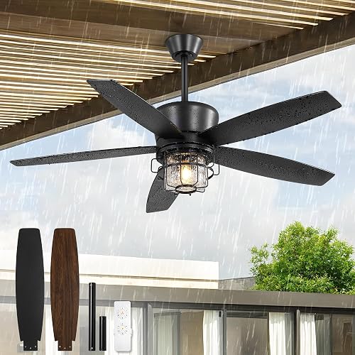 Fanbulous 52" Outdoor Ceiling Fans with Lights and Remote Control,IP65 ...